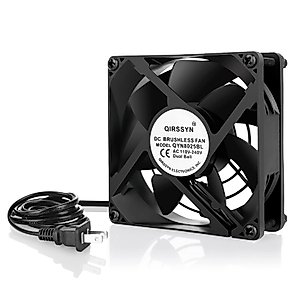 Qirssyn EC Axial Fan 80mm x 25mm 3inch AC 110V 115V 120V 220V 240V Dual Ball for Small Camper Refrigerator Projector Breaker Box Modem Stereo Receiver Cooling