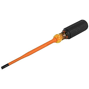 Klein Tools 6926INS Insulated Screwdriver, 1000V Slim Profile Tip, 1/4-Inch Cabinet Screwdriver with 6-Inch Shank, Cushion-Grip Handle