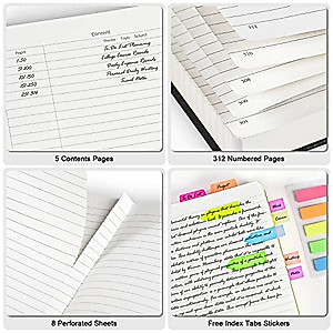 OFFIGIFT 5 Pack College Ruled Notebook, 312 Numbered Pages Thick Notebooks Bulk, 100gsm No Bleed Paper Hardcover Leather Journal, Lined Journal Notebook Set for Women Men School Office, A5, Teal