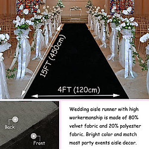 Aisle Runner for Wedding Ceremony Black Velvet Aisle Runner 4FTx15FT Party Carpet Runner Aisle Rug 4FT Wide Aisle Walkway Runner Luxury Velvet Runway for Fashion Shower Christmas Bridal Decor