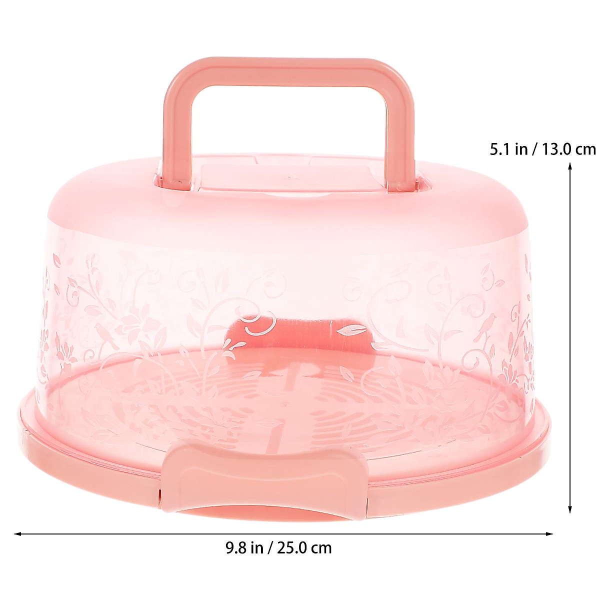 PAREKS Portable Round Cake with Handle Pie Saver Cupcake Container Carriers with Dome Lids Pink/1191