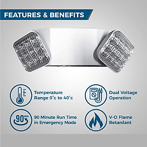 Ciata 2 Pack Led Emergency Lights with Battery Backup, for Home Power Failure, Hardwired with Adjustable Heads, Backup Battery, Emergency Lights for Business, Indoor Emergency Lights