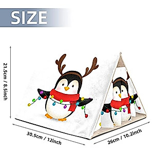 Small Pet Hideout Penguin Celebrating Christmas Hamster House Guinea Pig Playhouse for Dwarf Rabbits Hedgehogs Chinchillas