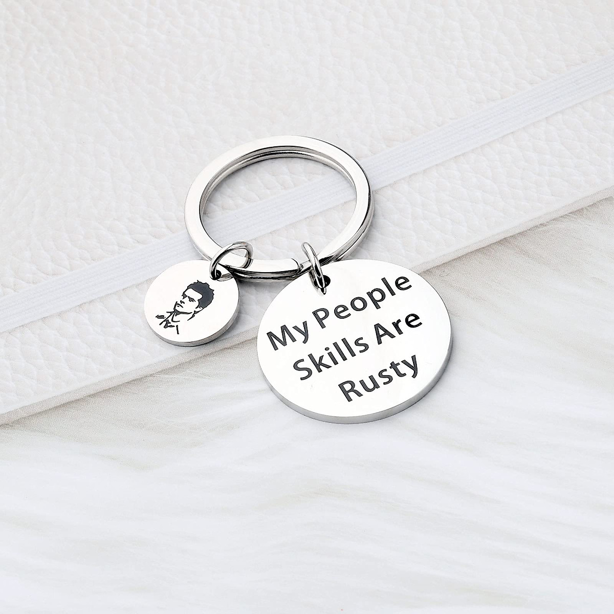 FOTAP SPN jewelry My People Skills Are Rusty Keychain Castiel Fans Gift Castiel TV Show Gift TV Show Fans Gift TV Series Gift (Rusty Keychain)