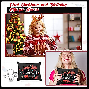 12 Pcs Nurse Appreciation Gift Set 6 Nurse Makeup Bags and 6 Nurse Appreciation Keychains Nurse Christmas Gift for Women(Novel Style)