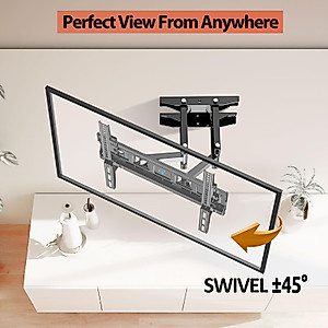 SJBRWN Full Motion TV Wall Mount for 26-65 Inch Flat Curved Screen TVs,Tilt and Swivel TV Mount with Articulating 6 Arms Extension Rotation, Max VESA 400X400mm Ups to 99 lbs Wall Mount TV Bracket