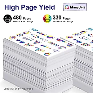 ManyJets Remanufactured 63XL Ink Cartridges Replacement for HP 63 XL Black and Color Combo Pack for HP Officejet 3830 4650 5255 5258 5212 Deskjet 3630 1112 2130 Envy 4520 4510 (1 Black,1 Tri-Color)