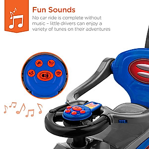 Best Choice Products Kids 3-in-1 Push and Pedal Car Toddler Ride On w/Handle, Horn, Music - Red