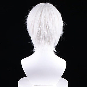KiyaCos Anime Silver White Cosplay Wig Synthetic Party Hair Anime Comics Coser Costume Wigs