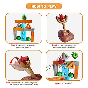 ROLOSO Newly Licensed Angry Birds Toys Playsets Build N’ Launch Construction Brick Assembly Building Blocks Sets Pig City Strike 2 Takedown Space Planet Game Catapult Slingshot Gift Box 20pcs