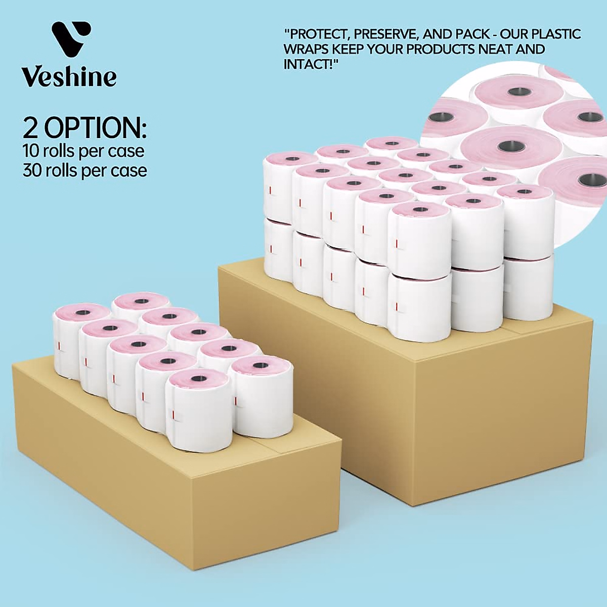 (10 Rolls) 2 Ply Carbonless Rolls 3" X 95 Feet White/Yellow Receipt Paper POS Cash Register Two Ply