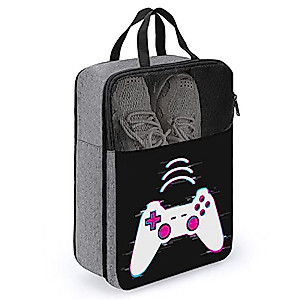 Frcavbin Gamer White Gamepad Games Travel Shoe Bag Shoes Carrier with Handle and Zipper Foldable Shoe Puches Organizer for Home storage School starts