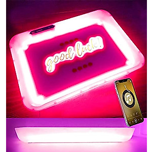 LED Rolling Tray Fast Charging Party Serving Tray Rechargeable Auto Party Mode Glow Light Up Tray for Music Theme Birthday Party (Azure)