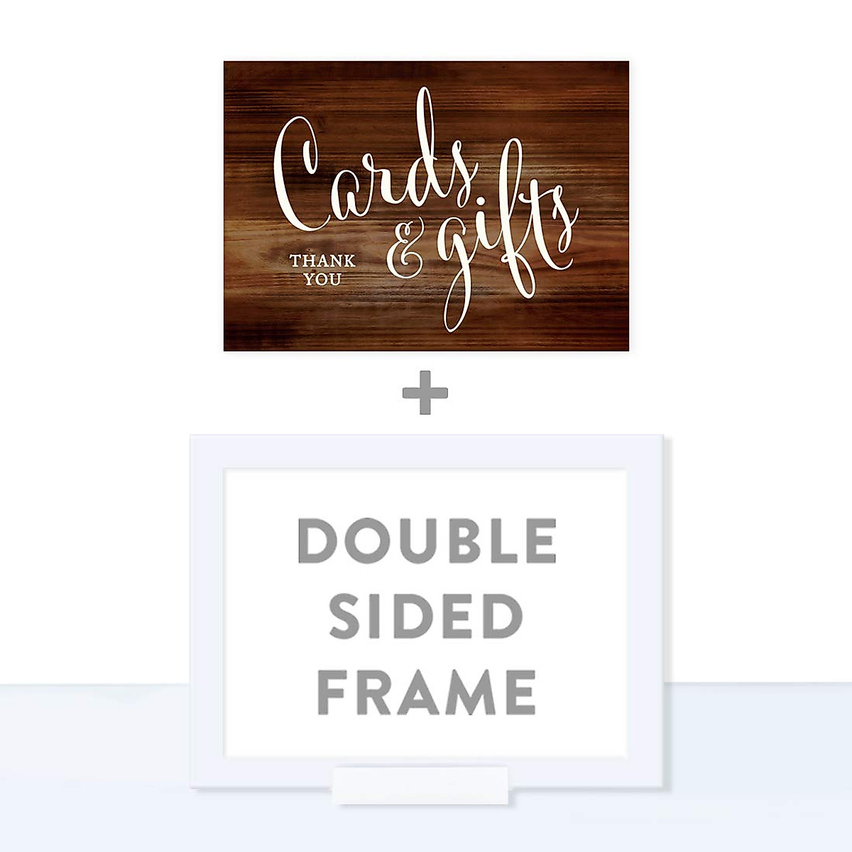 Andaz Press Wedding Framed Party Signs, Rustic Wood Print, 5x7-inch, Cards and Gifts Thank You, 1-Pack, Includes Frame
