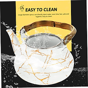 LABRIMP Marble Enamel Jug Gas Top Kettle Espresso Maker Camping Stoves Ceramic Tea Kettle Warmer Coffee Pot Enamel Stovetop Kettle Drip Coffee Kettle White Vintage Pear Shaped Pot