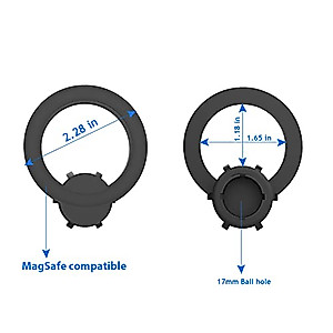Magnetic Ball Mount Adapter Compatible with MagSafe, 360 Degree Rotate Mout Base Fit All 17mm/0.67inch Ball Joint Car Phone Holder, Compatible with All Phones