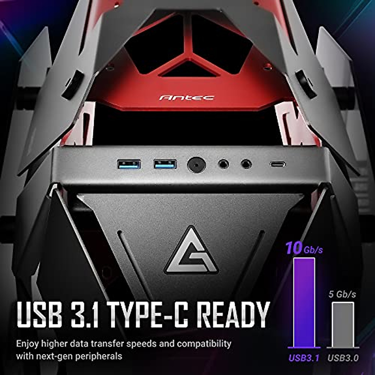 Antec Torque Black/Red Aluminum ATX Mid Tower Computer Case/Winner of iF Design Award 2019