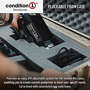 Condition 1 Medium Waterproof Hard Case with Foam, Heavy-Duty Protective Portable Storage Travel Hard Shell Carrying Cases for Camera, Electronics, Tools, Tactical Gear, 18" x 14" x 7"#801, Black
