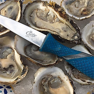 CUDA 3.5" Shucking Knife | Titanium Bonded Rust & Corrosion Resistant Stainless Steel Oyster Prying & Shucking Tool with Non-Slip Scale Pattern Grip