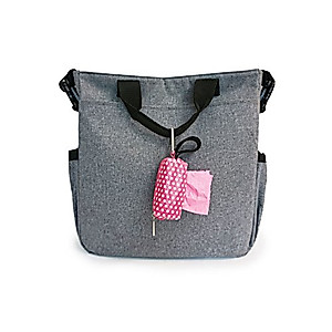 Oh Baby Bags Diaper Bag Clip-On Dispenser with Disposable Bags for Dirty Diapers - Bags Made of Recycled Plastic - Gray Dot Duffle Plus 96 Gray and Seafoam Bags