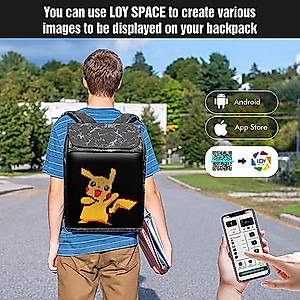 RODANNY LED Backpack, Waterproof Motorcycle Backpack, Designable Screen, Birthday Gift for Men, Laptop Backpack 15.6 Inch (Gray)