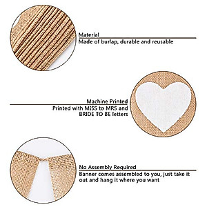 2 Pieces Bride to Be Banner Bride Sign Burlap Banner Bridal Shower Decorations Rustic Bunting Garland for Party Decorations Supplies (Black, White)