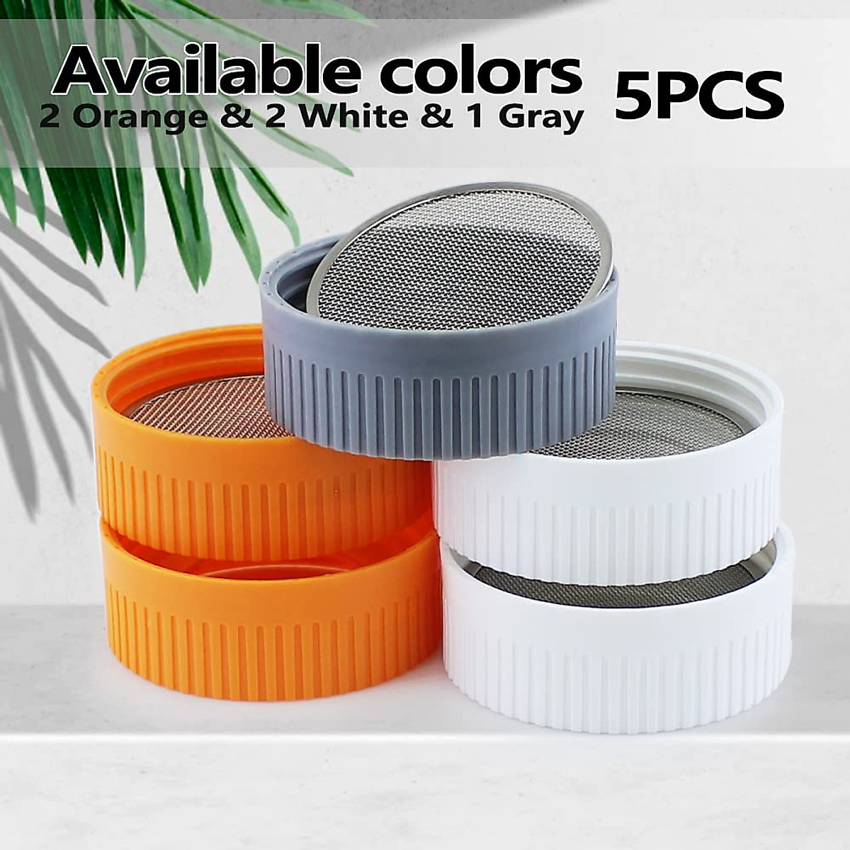 5 Pack Sprouting Lids for Wide Mouth Mason Jars, Plastic Sprout Lid, Bean Screen Sprouting Lids, Suit for Grow Bean Sprouts, Alfalfa, Salad Sprouts etc