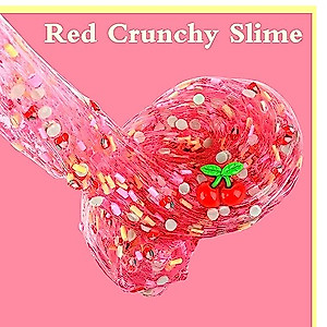 Slime Kit - 4 Pack Jelly Cube Clear Crunchy Slime,with Cherry,Lemon,Mermaid,Rainbow Slimes Charms,Preppy and Aesthetic Stuff,Cute Stress Toys and Cool Birthday Gifts for Girls and Boys