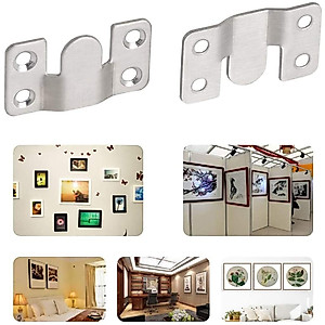 4 Pairs Flush Mount Bracket,Interlocking Furniture Connector,Stainless Steel Heavy Duty Photo Frame Hook Picture Hanger for Large Picture Display Art Gallery Wall Mount Hardware (Large-4 Pairs)