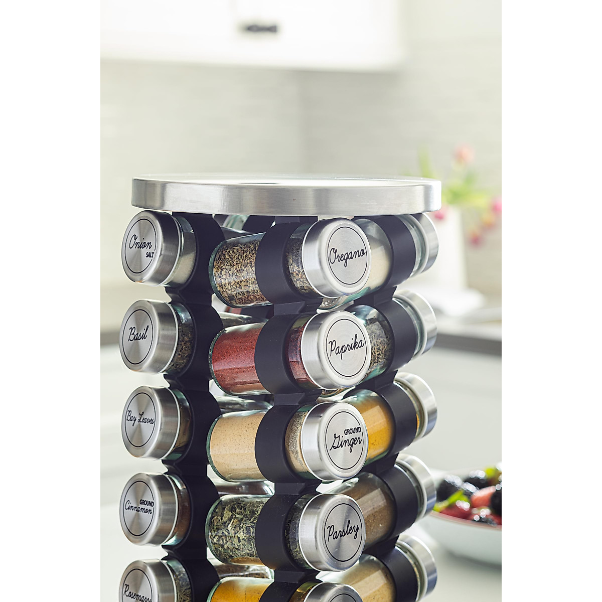 Orii 20 Jar Stainless Steel Rotating Spice Rack