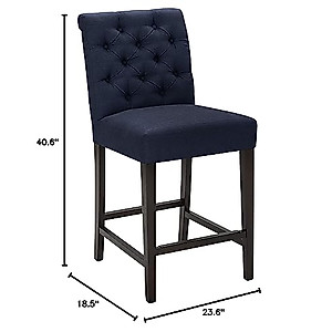 Amazon Brand – Stone & Beam Carson Tufted High-Back Upholstered Counter-Height Kitchen Stool, 41"H, Navy Blue