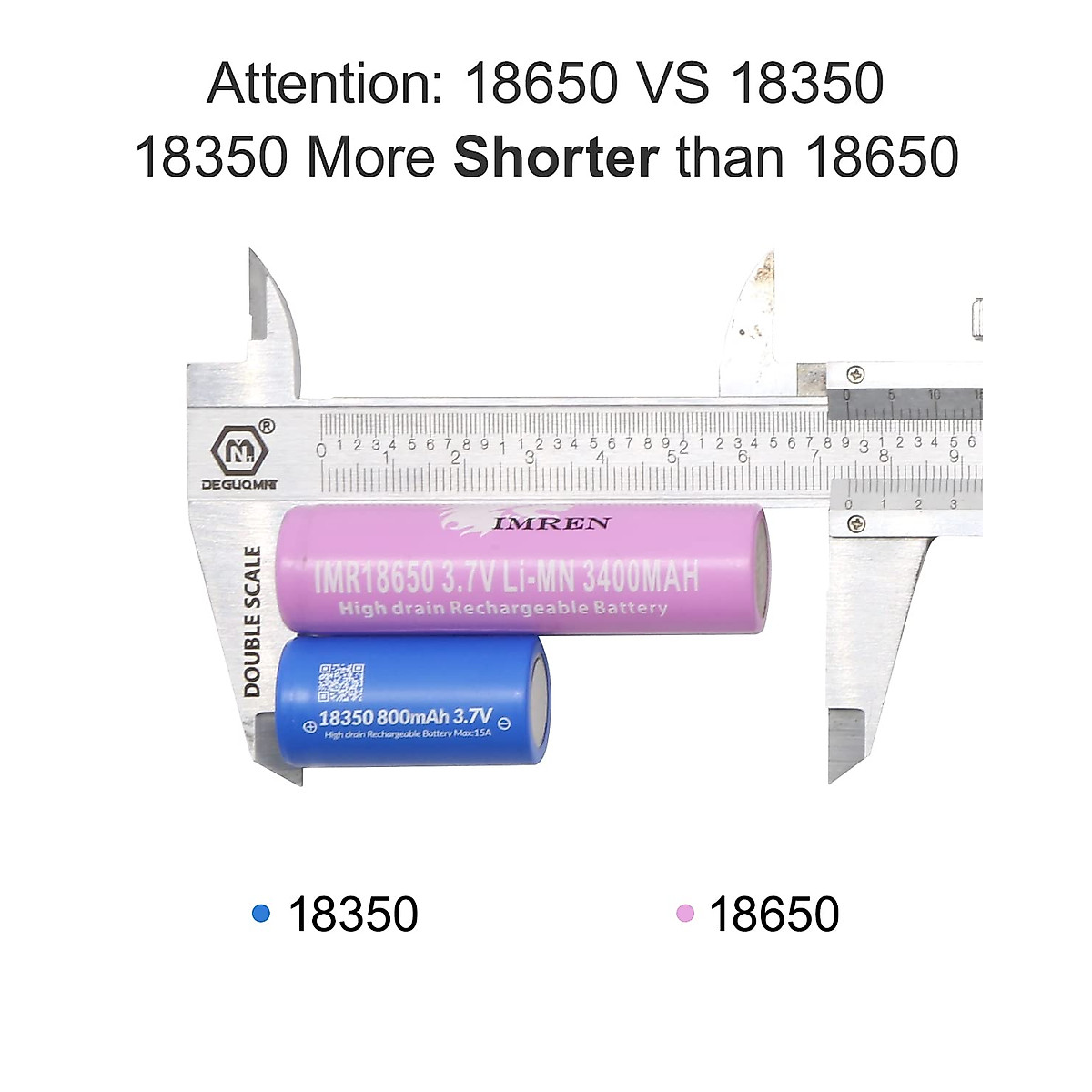 Imren IMR 18350 3.7V Button Top Rechargeable Batteries,18350 15A Discharge Rechargeable Li-ion Battery 800mAh for Flashlight - 4PCS
