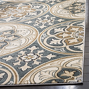 SAFAVIEH Lyndhurst Collection Area Rug - 9' x 12', Slate Blue & Beige, Floral Design, Non-Shedding & Easy Care, Ideal for High Traffic Areas in Living Room, Bedroom (LNH341C)