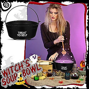 Uiifan 9 Inch Witch Black Cauldron Halloween Cauldron Pot Antique Plastic Cauldron Decorative Flower Cauldron Planter Trick or Treat Candy Bucket for Trick or Treat Parties Outdoor Bucket Decor