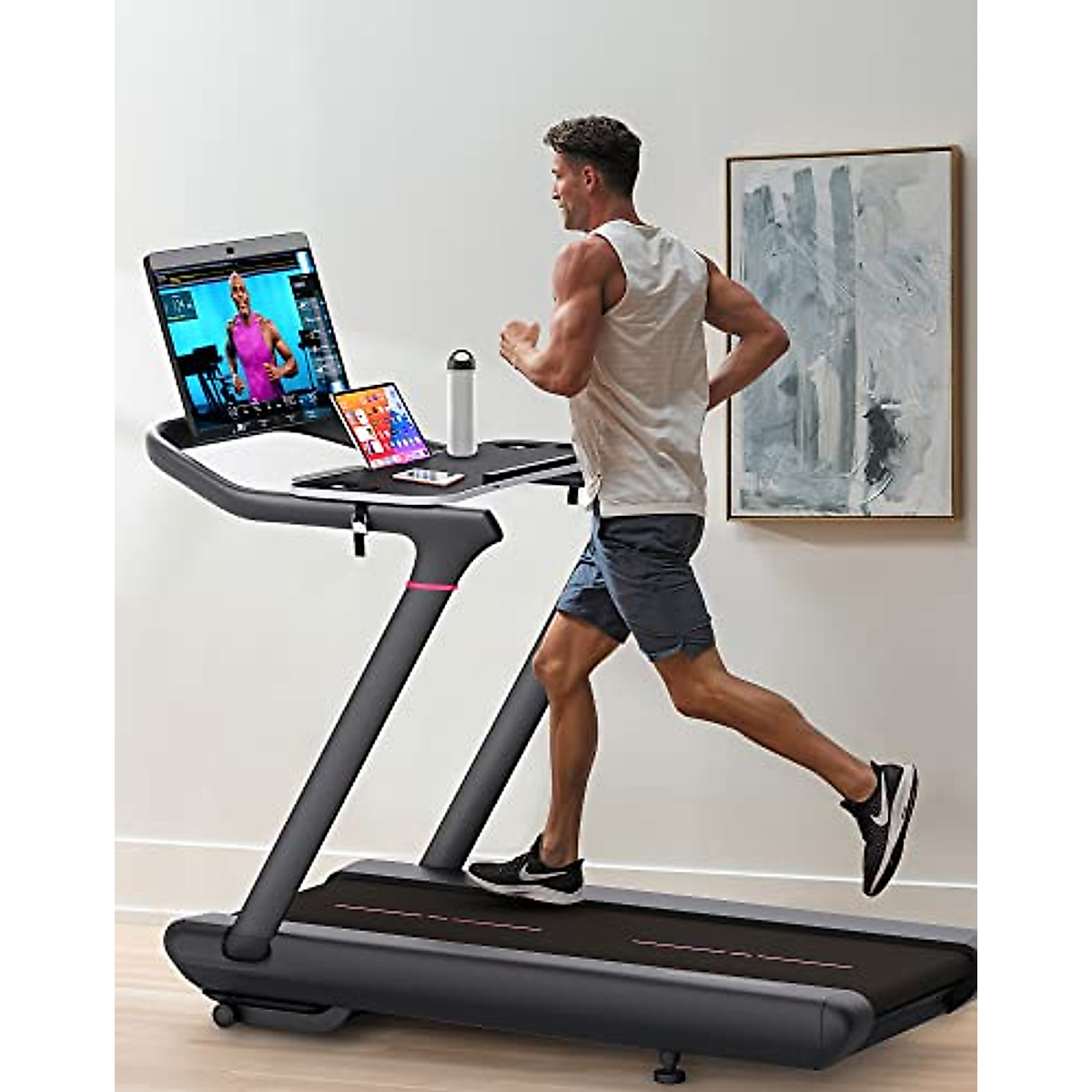 New Tread Laptop Tray, Treadmill Desk Tray, Upgrade 36" Treadmill Laptop Holder, Ergonomic Treadmill Laptop Desk with Protective Guard & Tablet Holder for Phone, Exercise Workstation, Easy Mount Tray