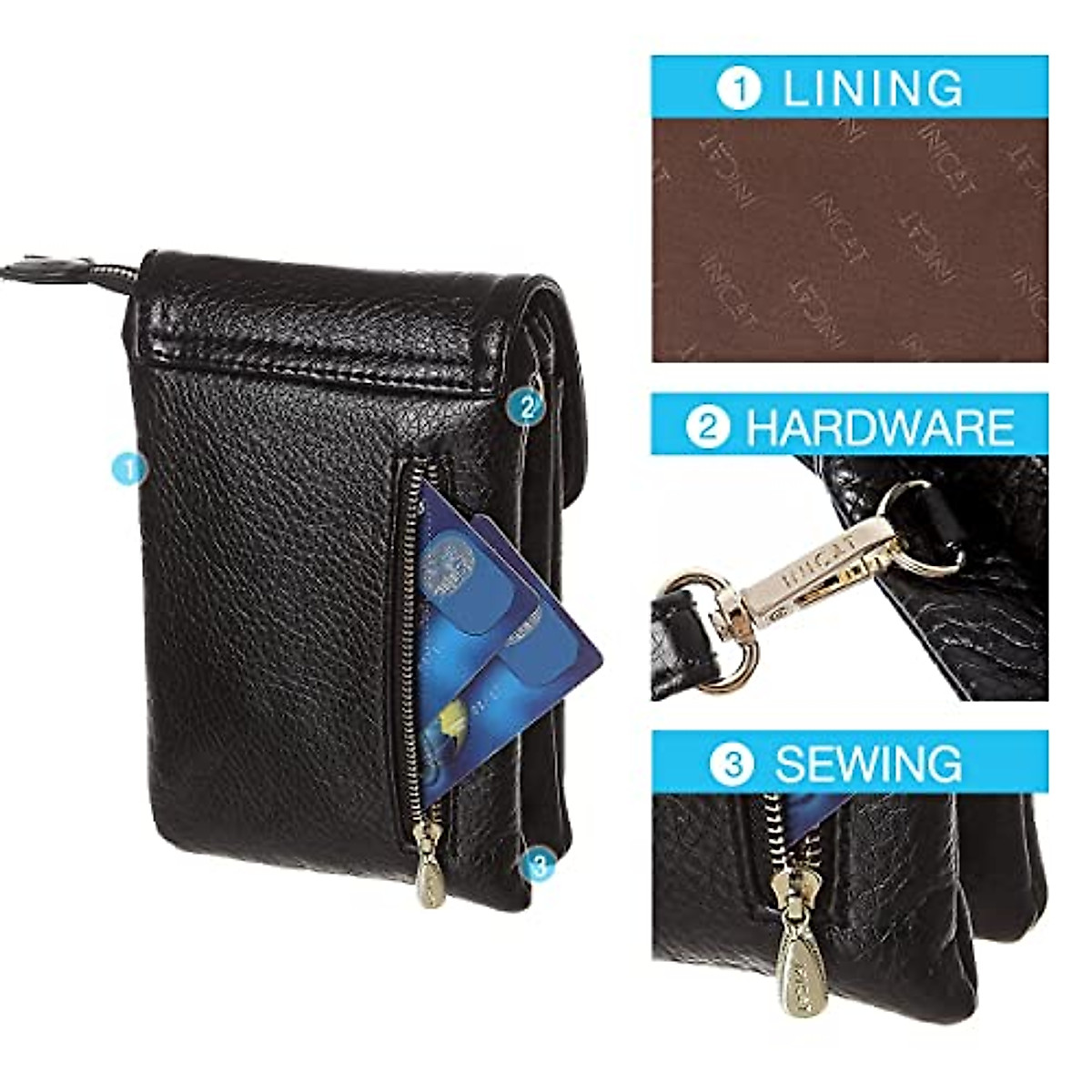 MINICAT Roomy Pockets Series Small Crossbody Bags Cell Phone Purse Wallet for Women(Black)