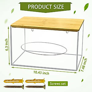 Extra Large Trash Bag Dispenser Roll Holder, Acrylic Garbage Bag Dispenser with Bamboo Lid, Wall Mount Trash Bag Organizer for Kitchen Cabinet, Under Sink