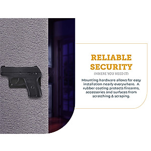 SnapSafe Magnetic Gun Mount 75912-Non-Scratch Rubber Coated Gun Magnet Mount for Pistols, Handguns, Revolvers, & Firearm Accessories - Magnetic Gun Holder Rated for 43 Pounds, Includes Mounting Screws