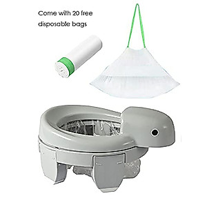 Rezlli 4 in-1 Potty Training Toilet, Portable Potty Training Seat for Toddler Travel, Foldable Baby Travel Potty with 20 Disposable Potty Liners Carry Bags (Grey)