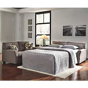 Signature Design by Ashley Tibbee Tufted Modern Full Sofa Sleeper with 2 Accent Pillows, Dark Taupe