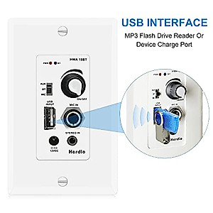 Herdio Home Audio Package Wall Mount Bluetooth Amplifier Receiver System with 300W in Ceiling Wall Passive Speakers Perfect for Home Theater Office Bathroom Kitchen Living Room (A Pair)