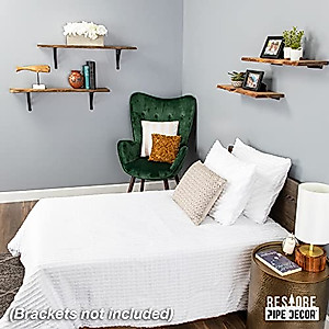 PIPE DECOR 24” Sustainable Trail Brown Live Edge Wood Shelf (Wood Only) 2-Pack