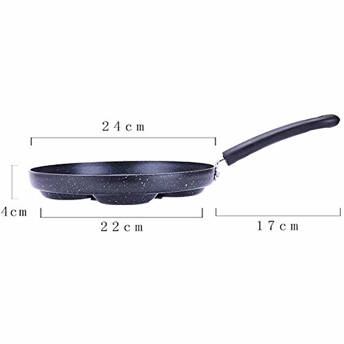 Egg Frying Pan, 4-Cups Non Stick Aluminium Alloy Fried Egg Cooker, Fried & Poached Egg Burger Steak Pan, Breakfast Skillet Cooker for Home Kitchen Cooking Tool(24cm,Black)
