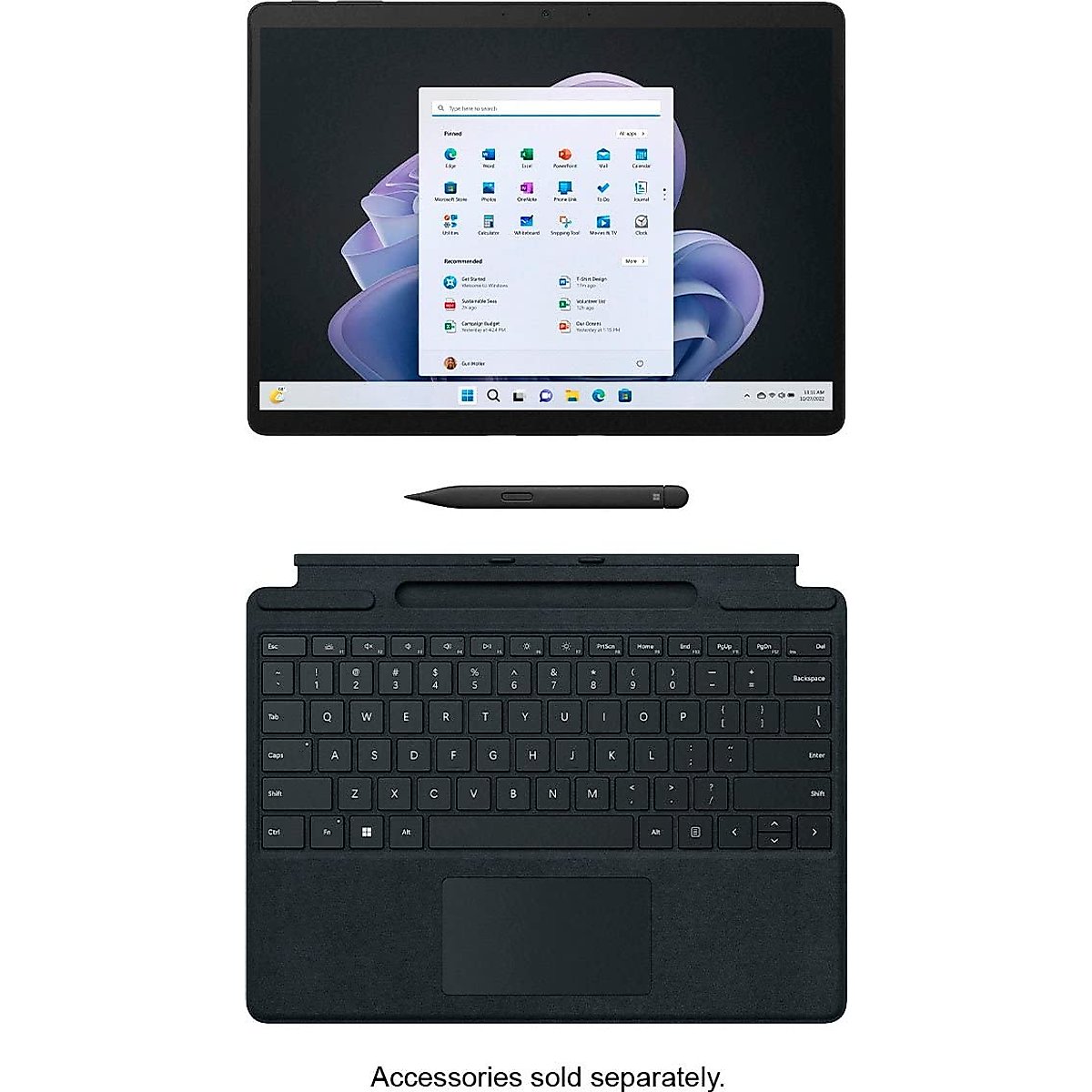 Microsoft Surface Pro 9, 13.3" Touchscreen 2-in-1 Tablet, 12th Gen Intel Core i7-1255U, Intel Iris Xe Graphics, 16GB DDR5 RAM, 256GB SSD, Windows 11h, Graphite, Device Only, with MTC Stylus Pen