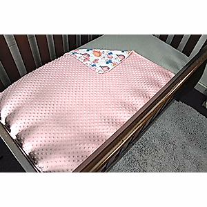 Top Tots Baby Blanket - Rain Clouds and Balloons with Pink Minky Dot