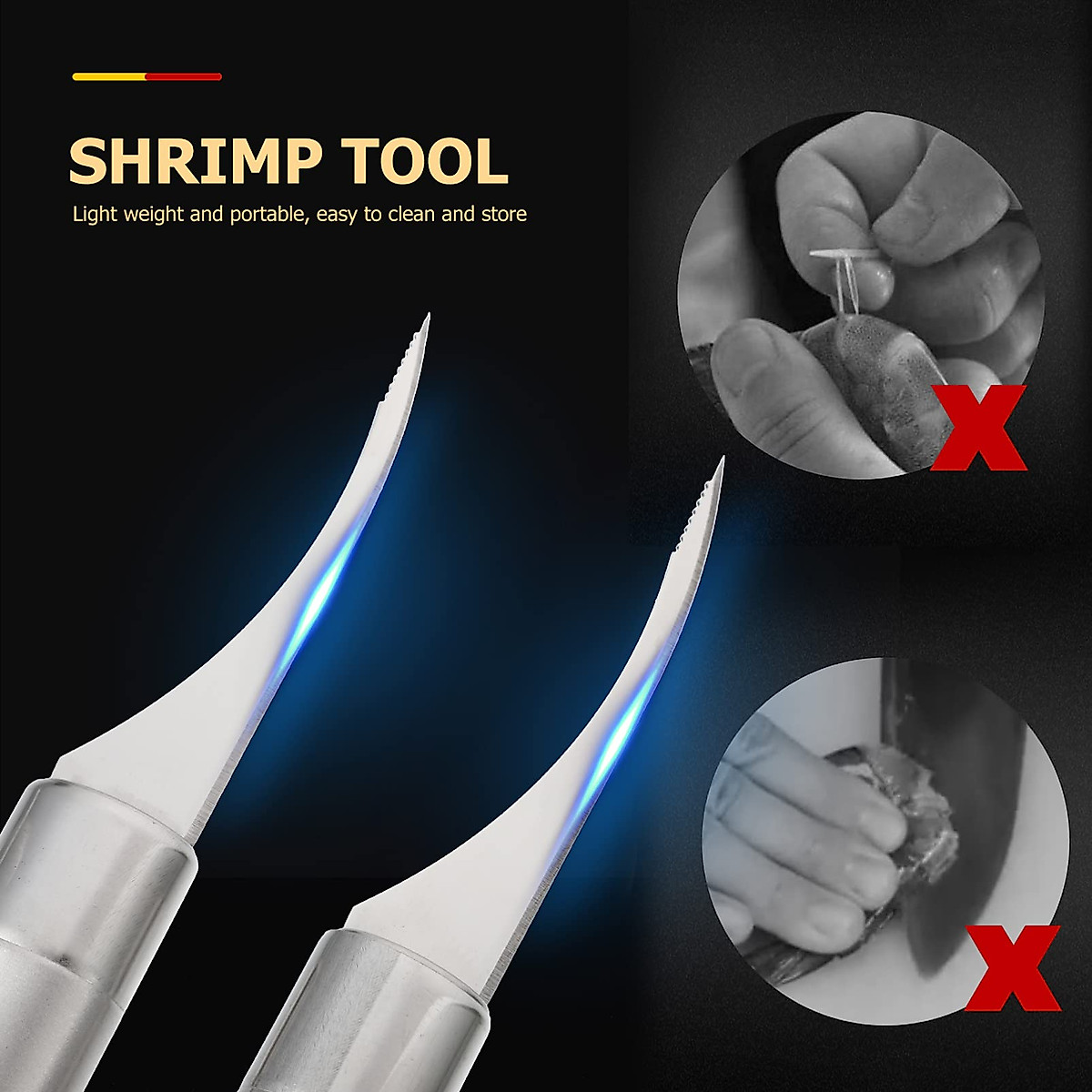 1 Set 2 Pcs Stainless Steel Shrimp Opener Fish Seafood Cleaner Tool Prawn Cleaning Tool Seafood Picks Tool Shrimp Prawn Peeler Crab Poop Oyster Wooden Peeling Machine Lobster