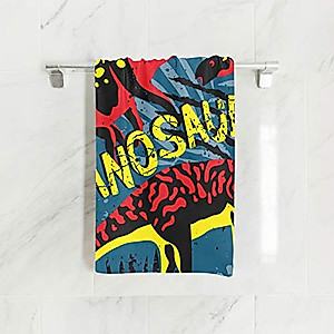 ALAZA Microfiber Gym Towel Dinosaur Doodle, Fast Drying Sports Fitness Sweat Facial Washcloth 15 x 30 inch