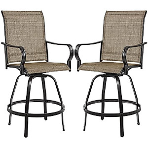 Yaheetech Outdoor Swivel Bar Stools, Set of 2 All-Weather Bar Height Patio Chairs Furniture for Garden Backyard, Bronze