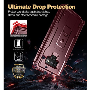 Dexnor Full Body Case for Samsung Galaxy Note 9/6.4 inches, [Built in Screen Protector and Kickstand] Heavy Duty Military Grade Protection Shockproof Protective Cover for Galaxy Note 9,Maroon Red