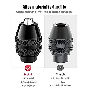 Drill Chuck Collet Set for Dremel, 1/32" to 1/8" Replacement 4486 Drill Keyless Bit Chuck Shank Rotary Tool Quick Change Adapter with Replacement 4485 Brass Quick Change Rotary Drill Nut Tool Set